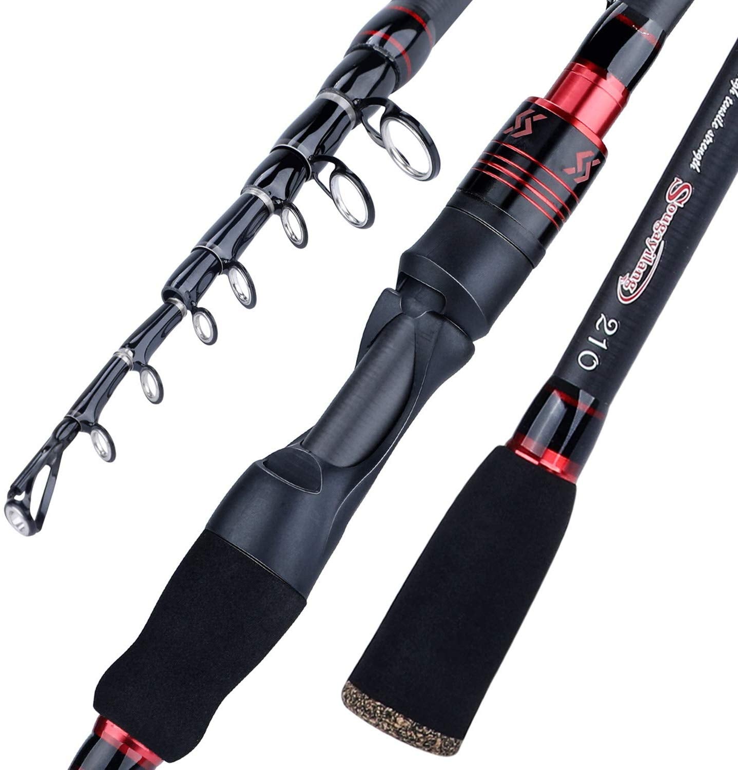 Sougayilang Fishing Rod, 24-Ton Carbon Fiber Telescopic Fishing Pole ...